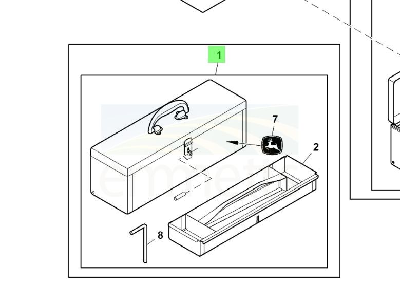 John Deere Black Toolbox with Tray Inside RE275591 - Emmetts Shop
