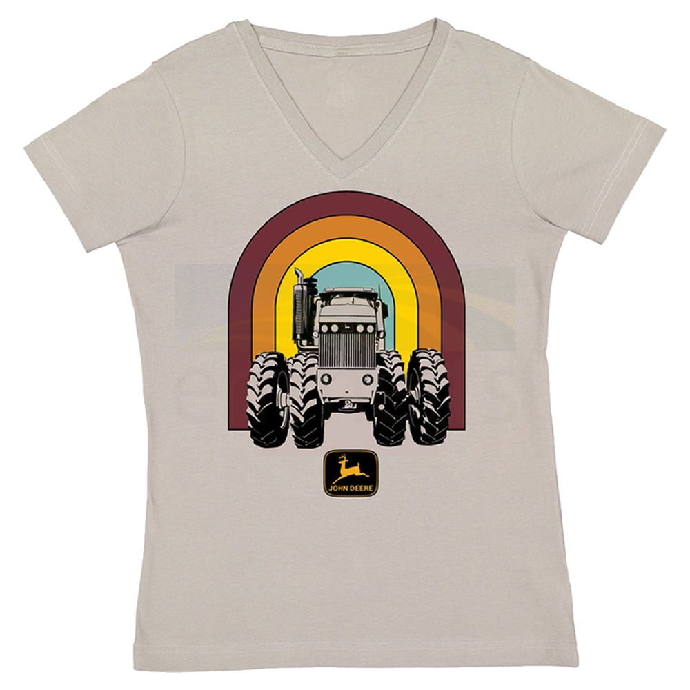 John Deere Women's Titanium 70's Rainbow V-Neck T-Shirt 24885740TT ...