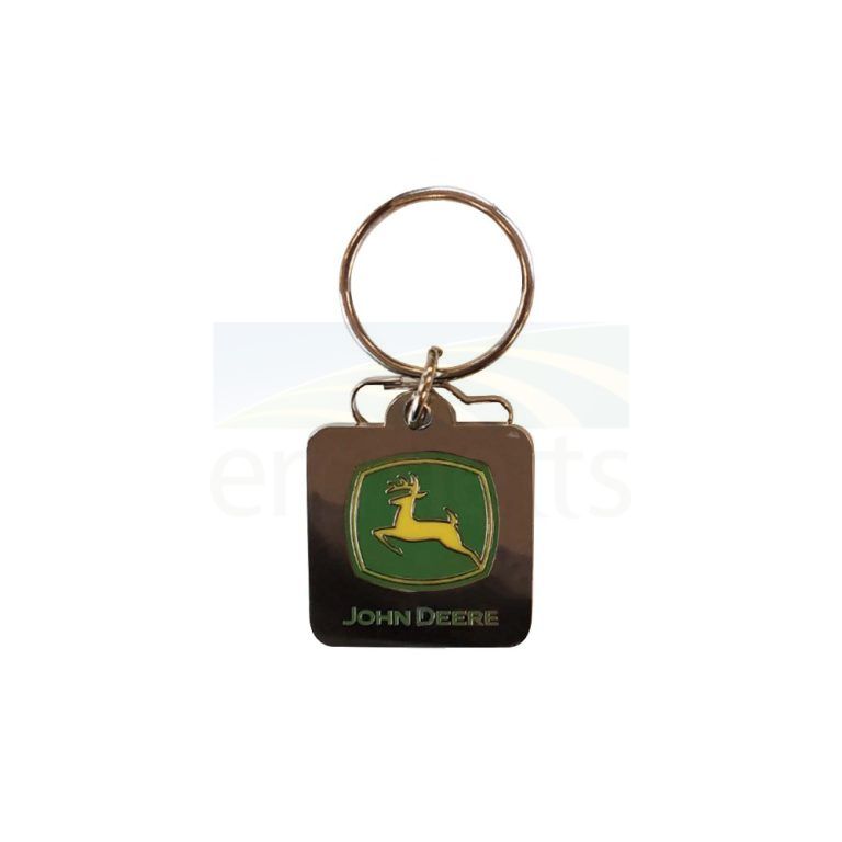John Deere Silver Enamel AG Logo Keychain JOH665 - Emmetts Shop
