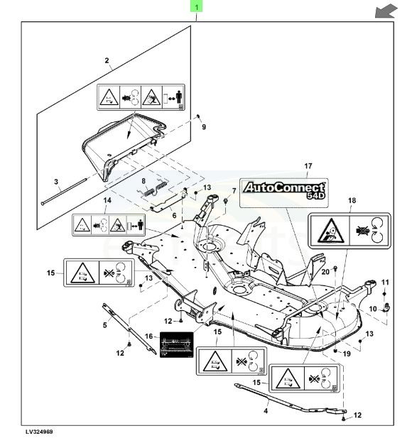 AutoConnect 54D Bare Mower Deck for 1 Series LVA20543 - Emmetts Shop